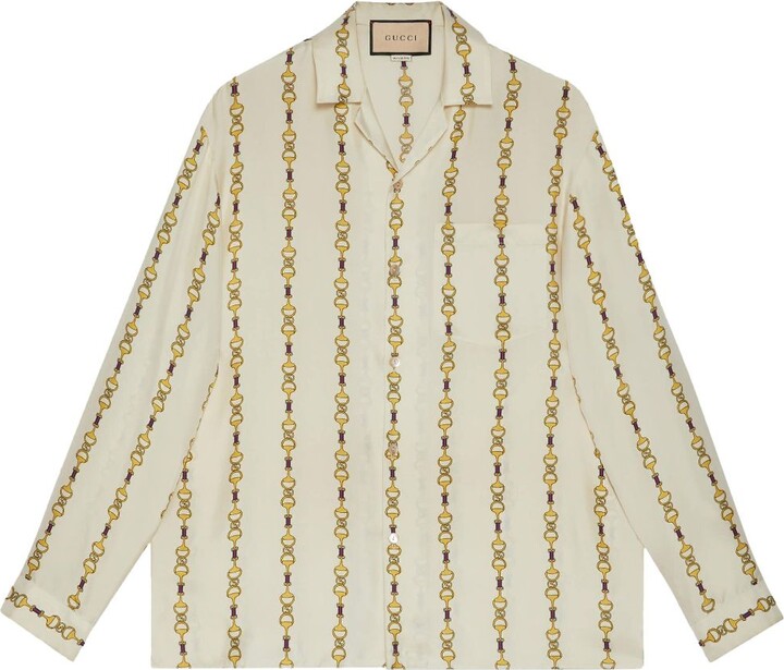 Gucci Interlocking G-logo Horsebit-print silk shirt - ShopStyle