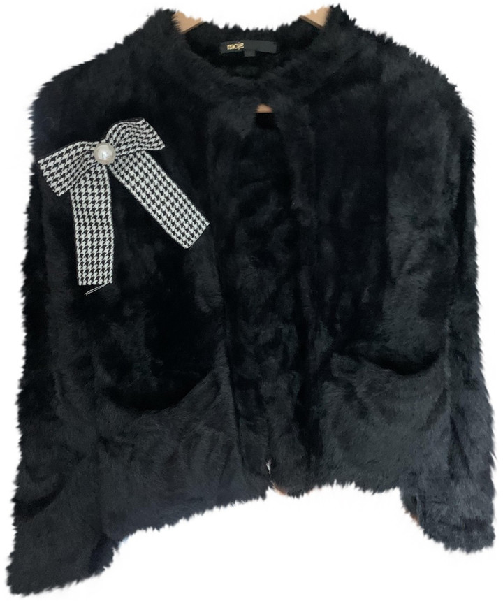 Maje Black Faux fur Jackets - ShopStyle