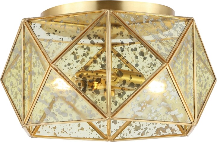 Jonathan Y Designs Violet Industrial Vintage Iron/Glass Led Flush Mount ...