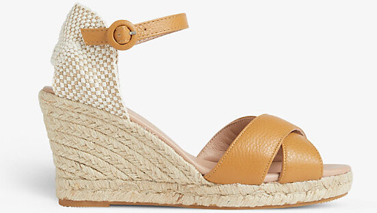 LK Bennett Womens Bro-tan Angele Woven Leather Wedge Espadrilles ...