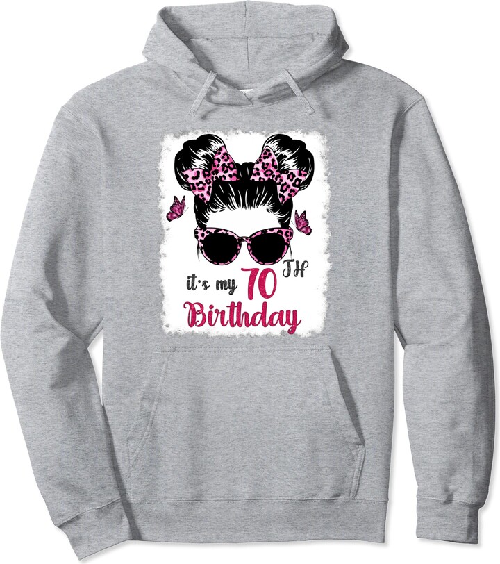 Leopard Messy Bun Birthday Party Pinkish It's My 70th Birthday Leopard ...