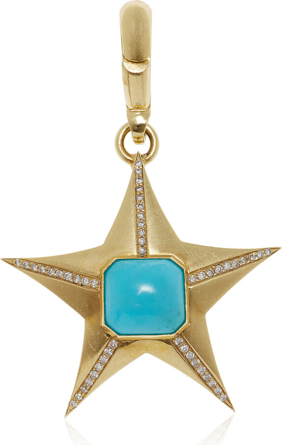 Jenna Blake Star 18K Yellow Gold Diamond Turquoise Charm - ShopStyle