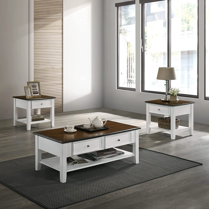 New Classic Furniture Evander Wood Coffee Table with Drawers and ...