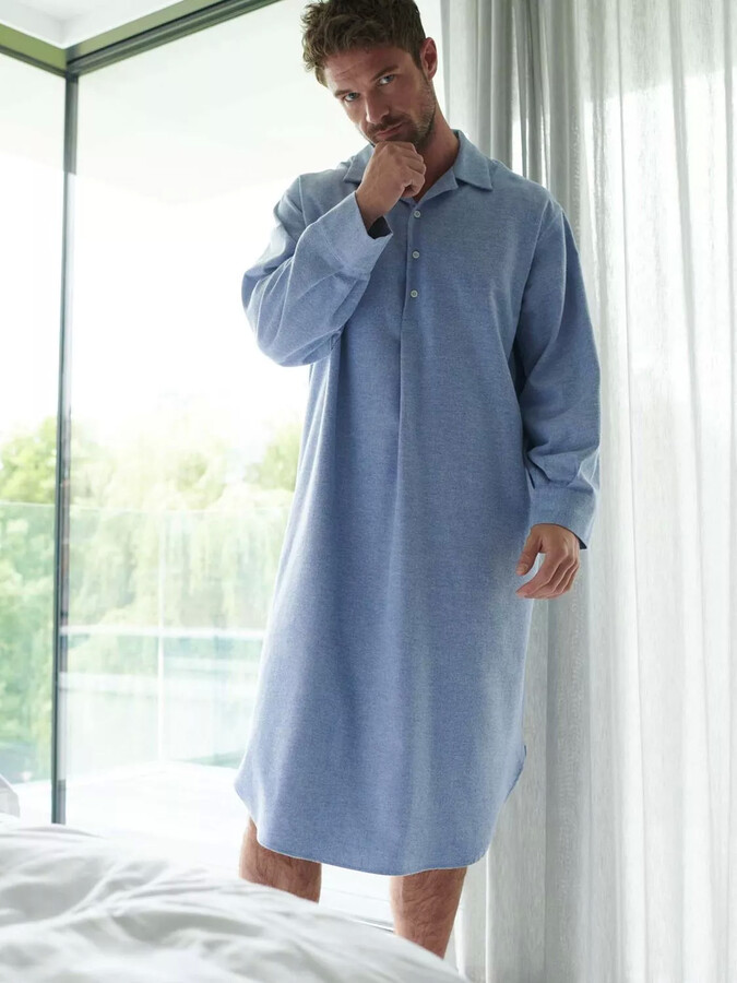 British Boxers Herringbone Brushed Cotton Nightshirt - ShopStyle Pyjamas