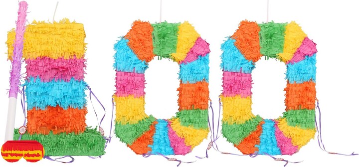 Fax Potato 100th Birthday Pinata Set with Stick & Blindfold - Pink ...