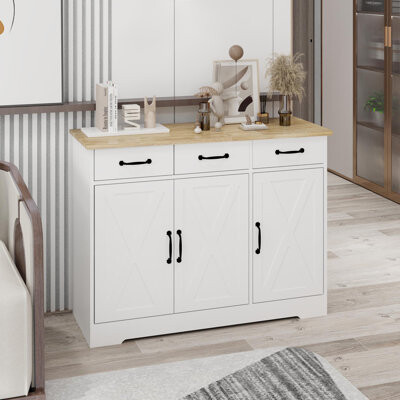Farm on table Farmhouse Buffet Cabinet Storage Sideboard with 3 Drawers ...