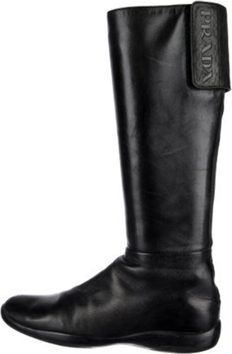 Prada Linea Rossa Leather Riding Boots - ShopStyle