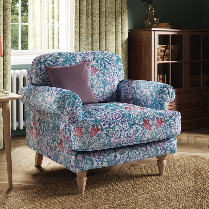 Dunelm Jolene William Morris Woodland Weeds Print Velvet Snuggle Chair ...