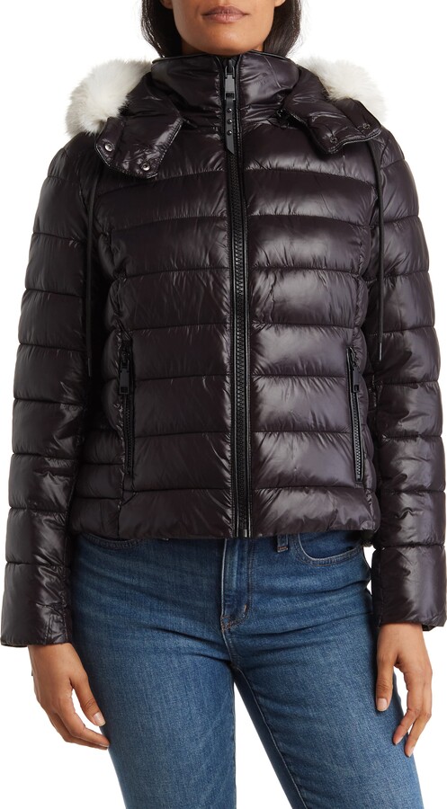 Rebecca Minkoff Faux Fur Trim Hooded Puffer Jacket - ShopStyle