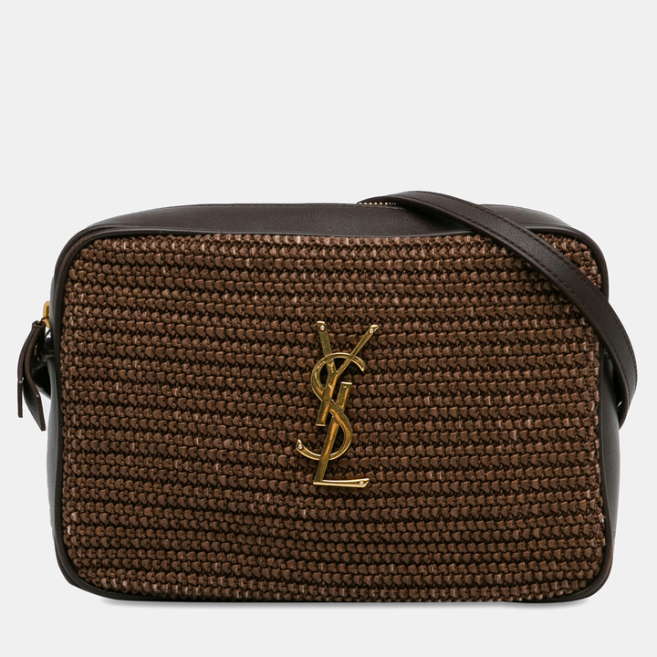 Saint Laurent Woven Raffia and Leather Lou Camera Bag - ShopStyle
