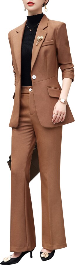SUSIELADY Women's Blazer Suits Two Piece Solid Work Pant Suit for Women ...