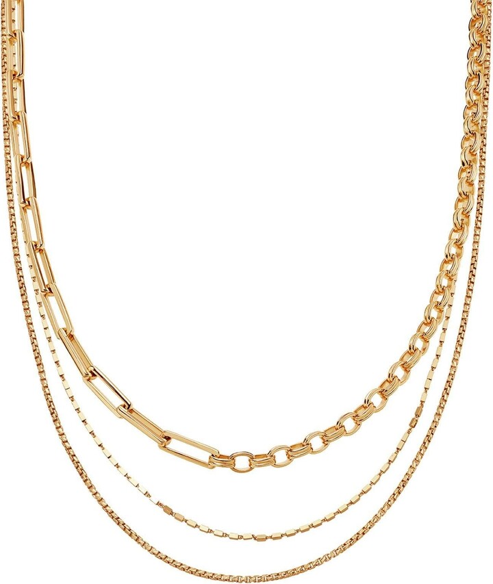 Deconstructed Axiom Box Chain Necklace Set 18ct Gold Plated Vermeil ...