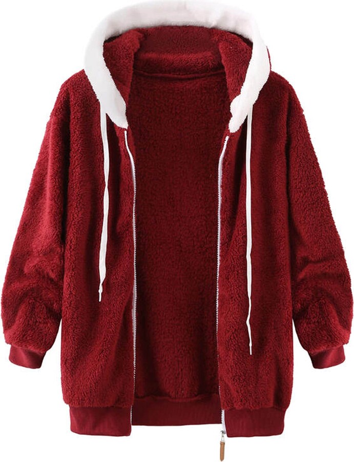 MJGkhiy Women's Hoodie Teddy Fleece Soft Winter Warm Winter Jacket ...