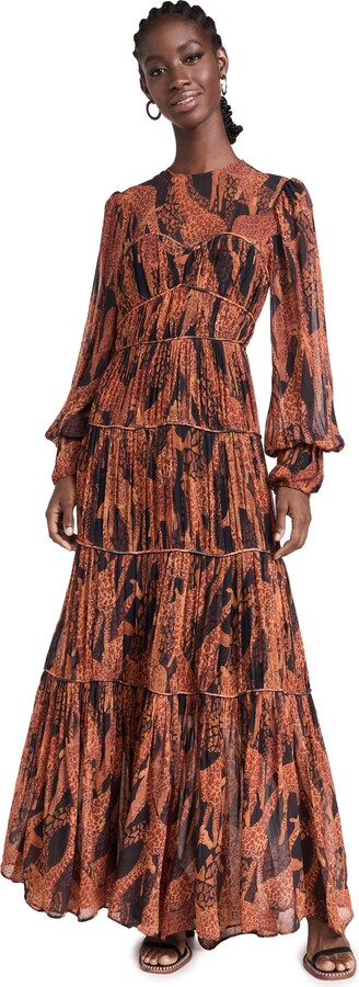 Farm Rio Giraffes Black Puff Sleeve Maxi Dress - ShopStyle