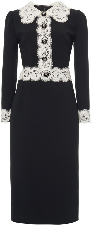 Dolce & Gabbana Women's Nero Lace-Trimmed Cady Dress - Black - Moda ...