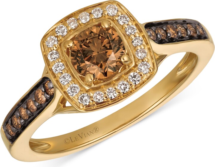 LeVian Chocolatier Chocolate Diamond & Vanilla Diamond Halo Ring (5/8 ...