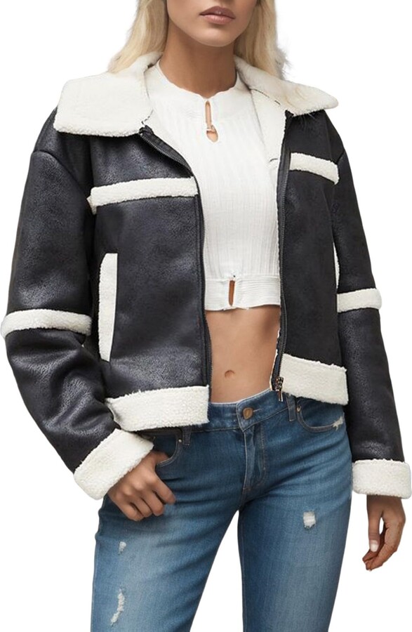 MODSGUE Women's Biker Jacket Motorcycle Transition Jacket Classic Leather Jacket Boyfriend Wind ...