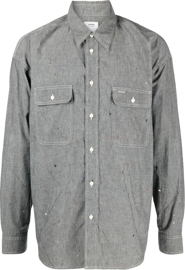 Visvim Logo-Print Paint-Splatter Shirt - ShopStyle