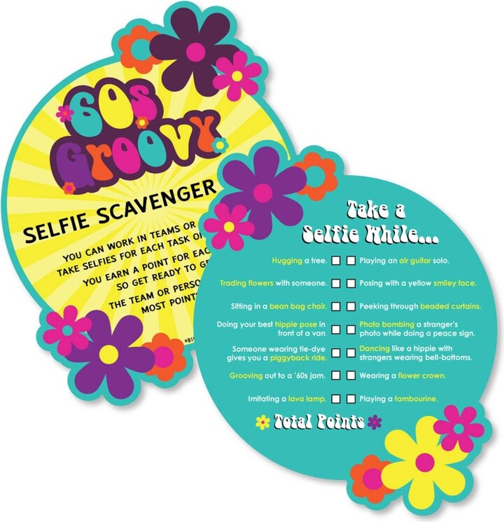 Big Dot Of Happiness 60's Hippie - Selfie Scavenger Hunt - 1960s Groovy ...