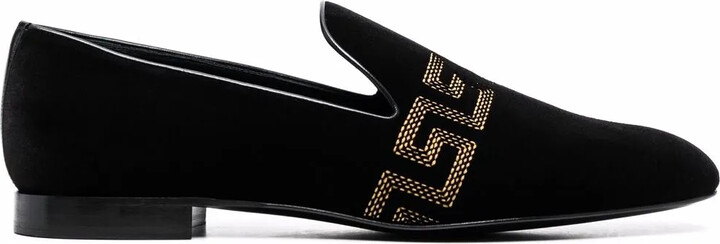 Versace Greca-embroidered loafers - ShopStyle