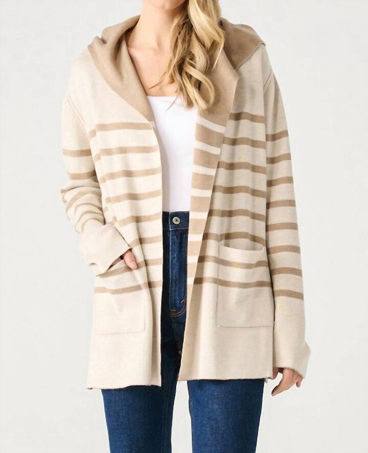 Dex Clothing Reversible Hooded Cardigan In Camel - ShopStyle