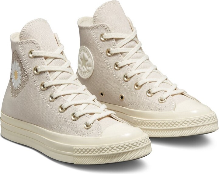 Converse Chuck 70 Hi daisy crochet sneakers in desert sand - ShopStyle