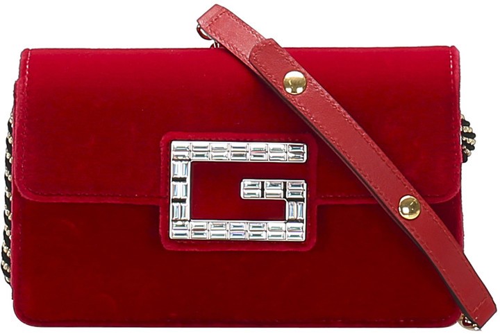 Gucci Red Fabric Broadway Velvet Crossbody Bag - ShopStyle