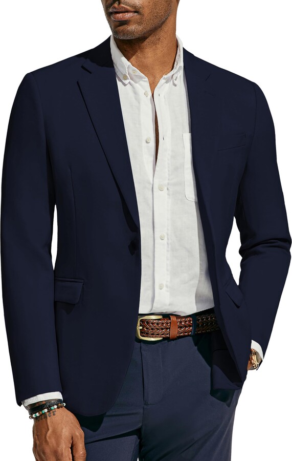 PaulJones Mens One Button Blazers Slim Fit Blazer Lightweight Suit ...
