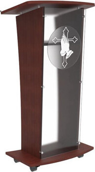 FixtureDisplays Wood Podium with Frost Acrylic Front Panel, 48" tall ...