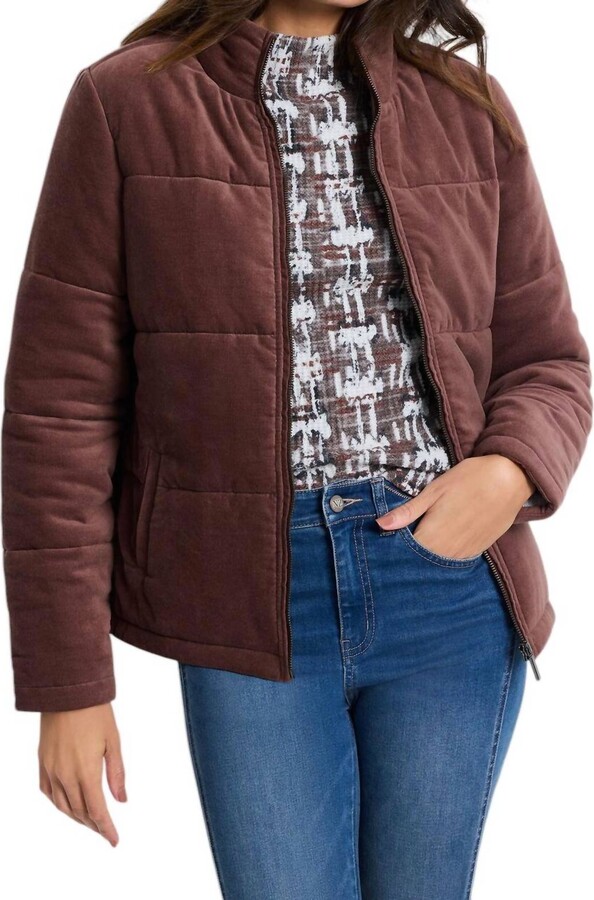 Nic+Zoe Velvet Puffer Jacket In Chai - ShopStyle