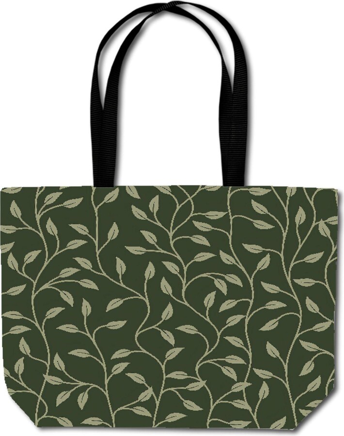 Warren Reed - Designer Green Shrub With Leaves Beach Shopper Tote Bag ...