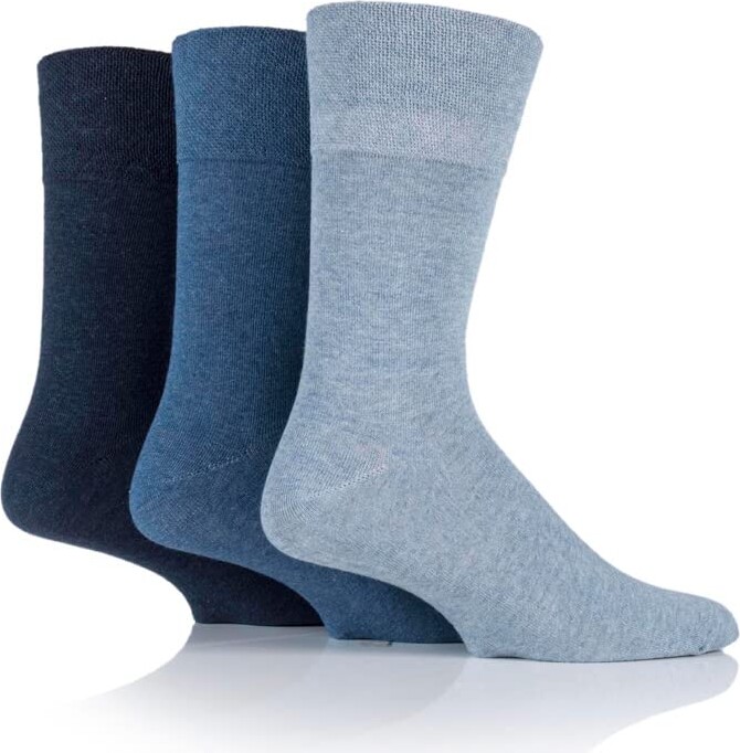 CHAAL® 3 Pairs Men's Diabetic Socks Honey Comb top soft cuff Non ...