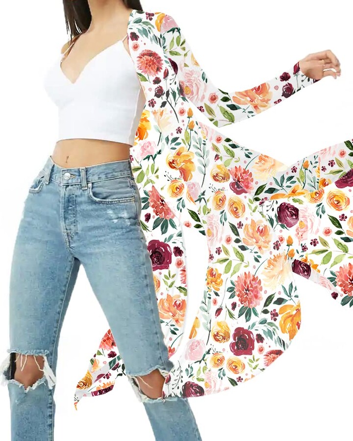 BelleLovin Womens Sexy Sheer Long Sleeve Cardigan See Through Mesh ...