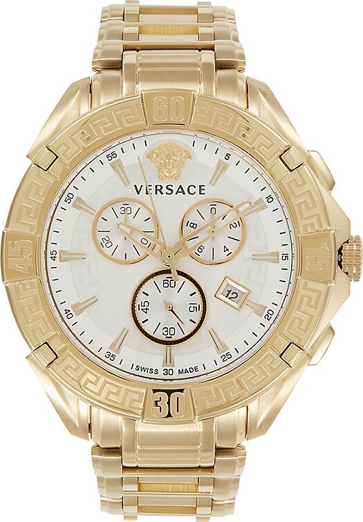Versace Greca Chrono 46MM Yellow Gold IP Stainless Steel Watch - ShopStyle