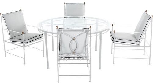 One Kings Lane Outdoor Frances 5-Pc Round Outdoor Dining Set - White ...