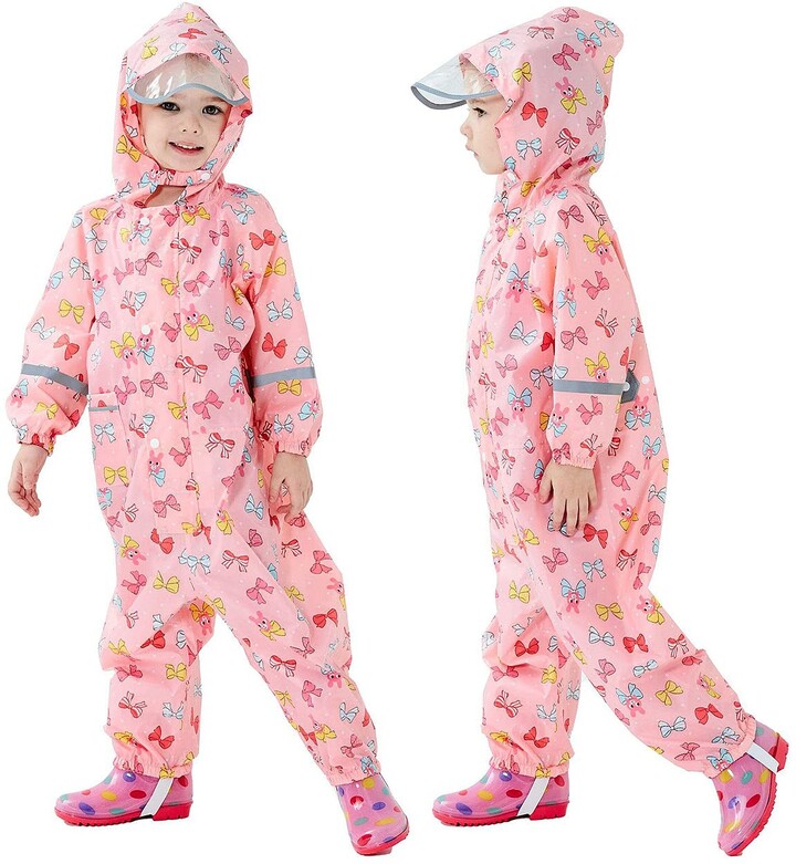 TURMIN 3D Girls Boys Rain Puddle Suit Kids Waterproof Rainsuit Hooded Raincoat Cute Baby Rain ...