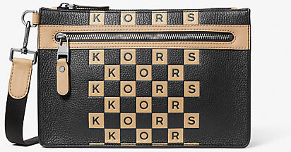 Michael Kors Hudson Checkerboard Logo Pebbled Leather Convertible ...