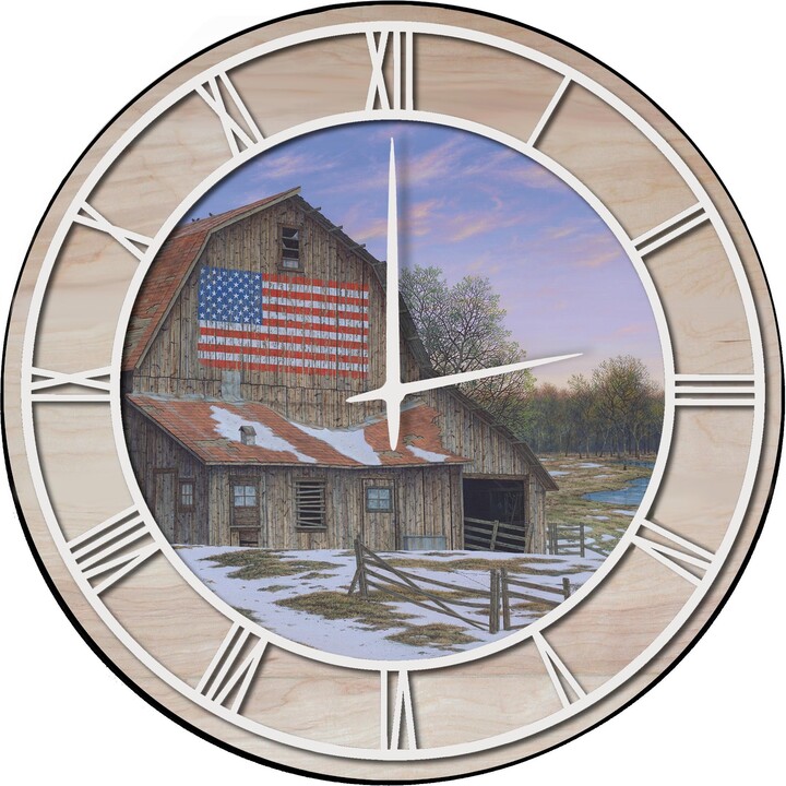 House & Homebody Co. Wall Clock with Natural Woodgrain Accent ...