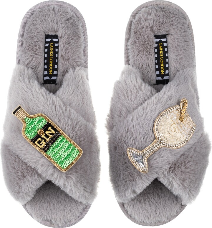 LAINES LONDON - Classic Laines Slippers With Original Gin Brooches ...