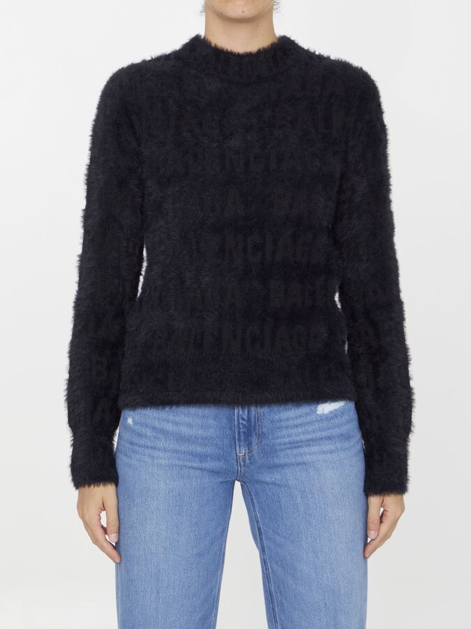 Balenciaga Furry Bal Horizontal Allover jumper - ShopStyle Sweaters