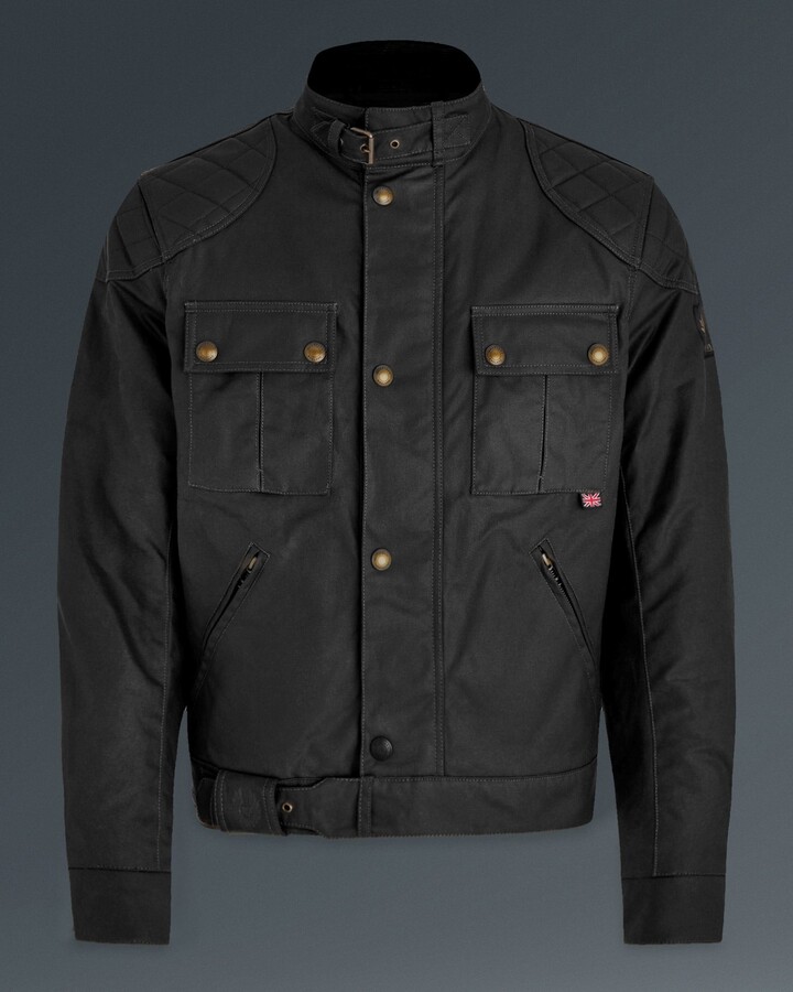 Belstaff Waxed Cotton Brooklands Motorcycle Jacket In Black - ShopStyle