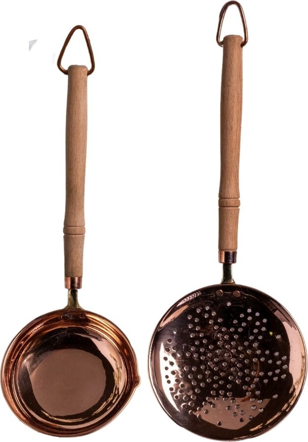 Anatoliacraft Brown Handmade Pure Copper Ladle & Skimmer Set With ...