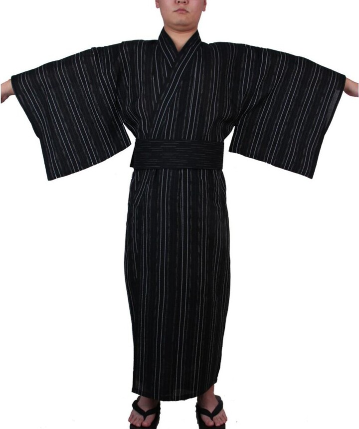 thefancypumpkin Men's Japanese Yukata Japanese kimono Home Robe Pajamas Dressing Gown#03 - ShopStyle