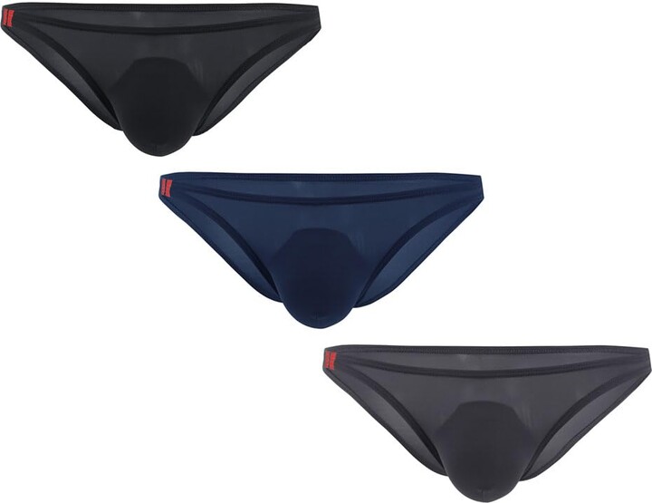 Golirsteca Men's Ice Silk Briefs Pouch Sexy Bikini Low Rise G-String ...
