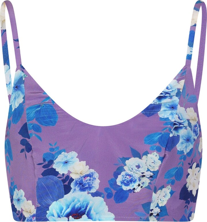 Sophie Cameron Davies Women's Pink / Purple Floral Blossom Silk Crop ...