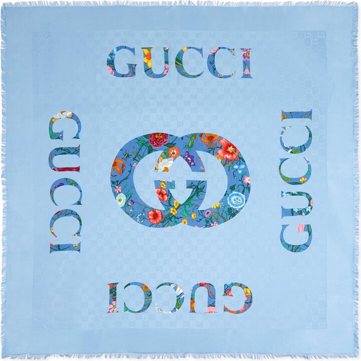 Gucci Flora vintage logo print silk shawl - ShopStyle Scarves & Wraps