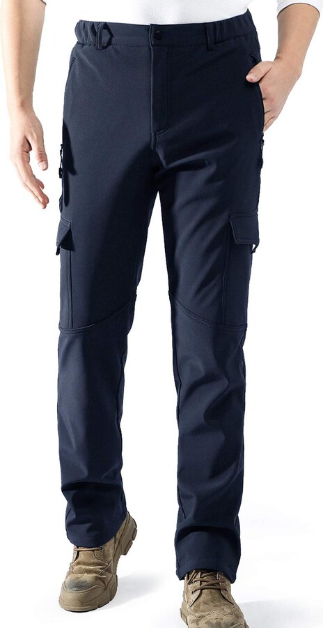 aoli ray Mens Waterproof Fleece Lined Warm Softshell Trousers Walking ...