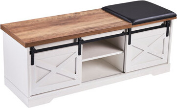 Gracie Oaks 47 In. Modern Farmhouse Sliding X Barn Door Bench Shoe ...