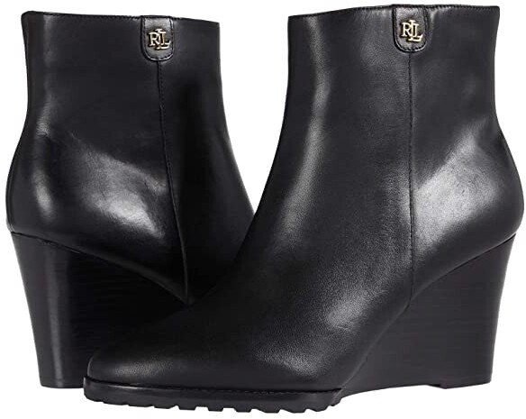 Lauren Ralph Lauren Shaley Calfskin Wedge Bootie - ShopStyle Boots