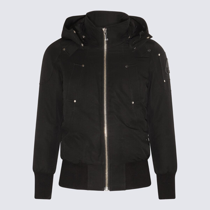 Moose Knuckles Black Cotton Blend Down Jacket - ShopStyle
